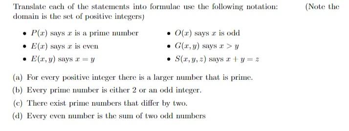 Solved Translate each of the statements into formulae use | Chegg.com