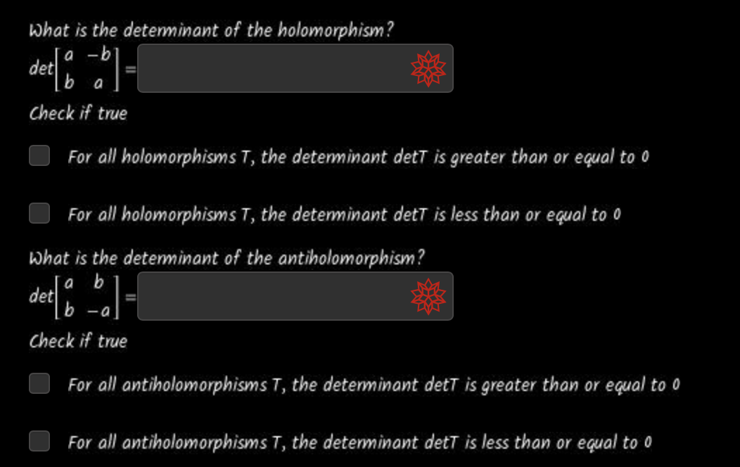 Solved What is the determinant of the holomorphism? deta | Chegg.com