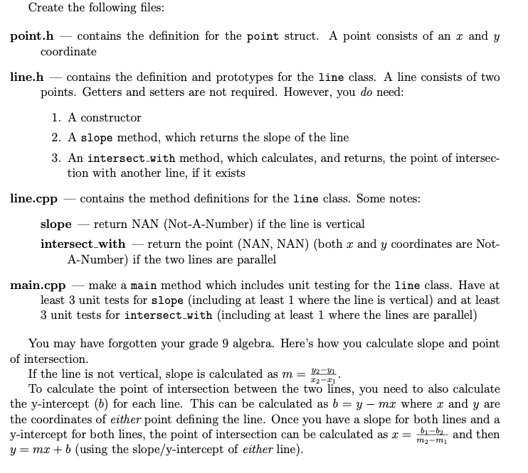 Solved Create the following files: point.h – contains the | Chegg.com