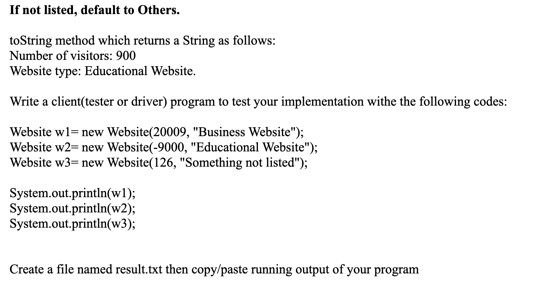 Solved Write a class named Website encapsulating the concept | Chegg.com