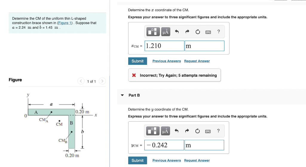 Solved Determine the CM of the uniform thin L-shaped brace | Chegg.com