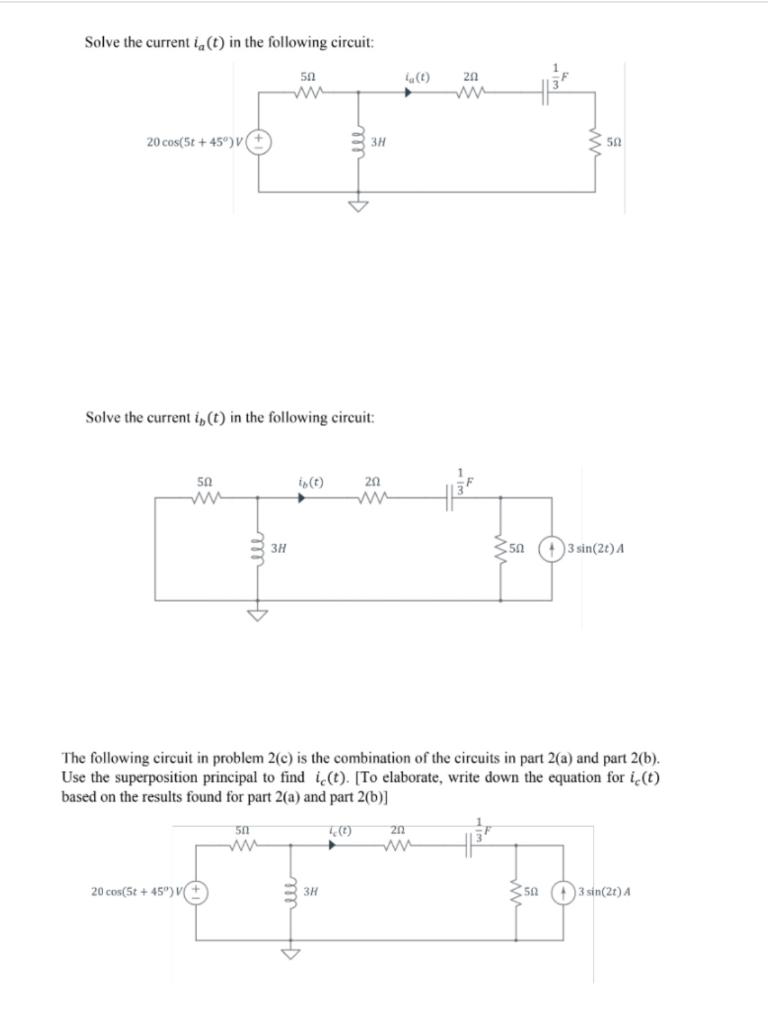 Solved Solve the current it) in the following circuit: 50 | Chegg.com