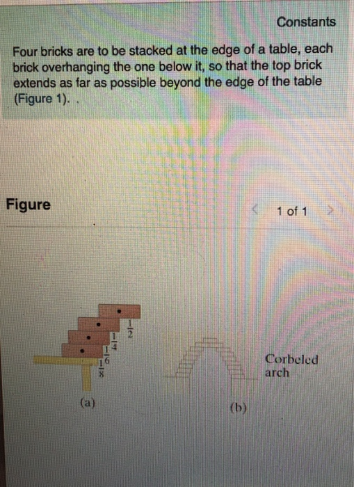 Solved Constants Four bricks are to be stacked at the edge | Chegg.com