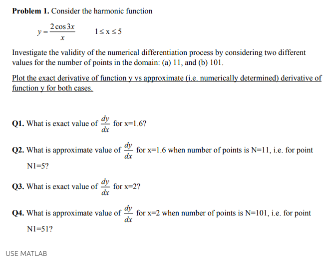 Solved Problem 1. Consider the harmonic function 2 cos 3x | Chegg.com