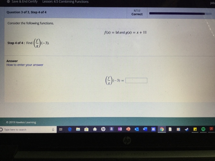 Solved O Save & End Certify Lesson: 4.5 Combining Functions | Chegg.com