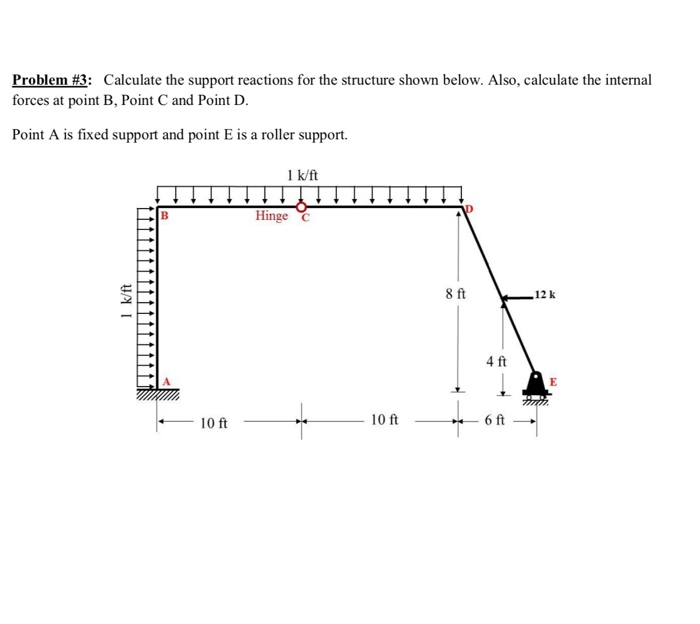 Problem #3: Calculate the support reactions for the structure shown ... Problem #3: Calculate the support reactions for the structure shown ...