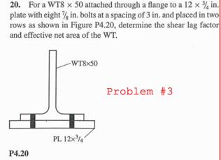 Solved 20. For a WT8 x 50 attached through a flange to a 12 | Chegg.com