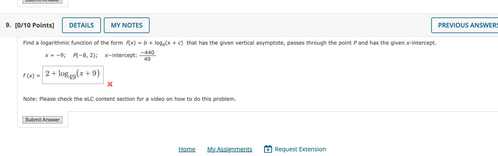 Solved Find a logarithmic function of the form | Chegg.com