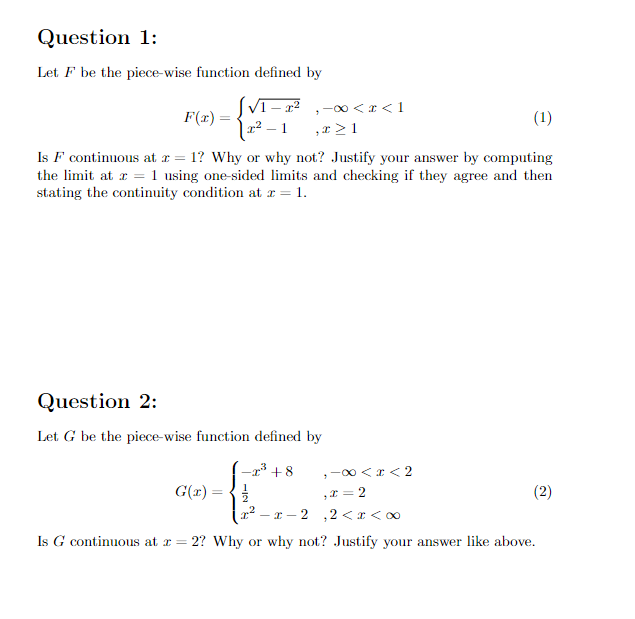 Solved Let F be the piece-wise function defined by | Chegg.com