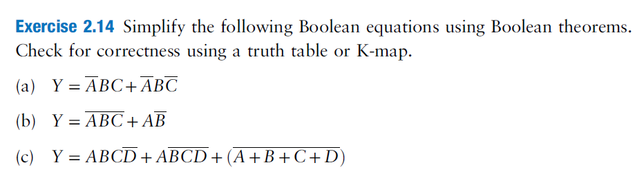 Exercise 214 ﻿simplify The Following Boolean 