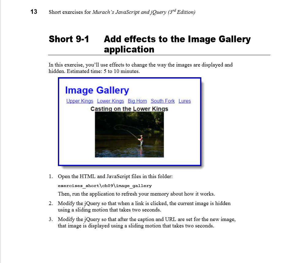 Solved 13 Short exercises for Murach's JavaScript and jQuery | Chegg.com