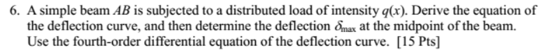 Solved 6. A simple beam AB is subjected to a distributed | Chegg.com