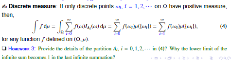 & Discrete measure: If only discrete points w;, i = | Chegg.com