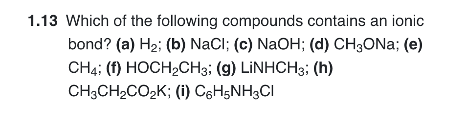 Solved 1.13 ﻿Which of the following compounds contains an | Chegg.com
