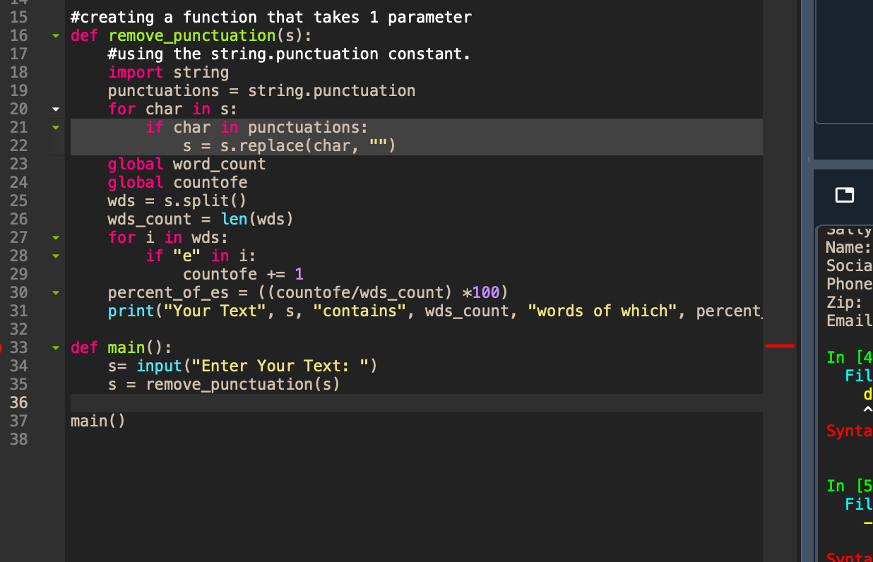 Solved Write a function which removes all punctuation from | Chegg.com