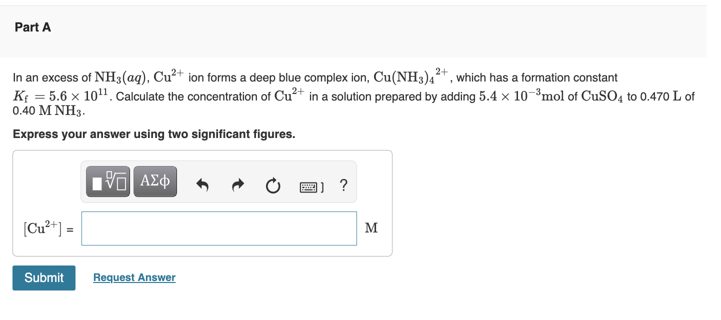 Solved In an excess of NH3(aq),Cu2+ ion forms a deep blue | Chegg.com