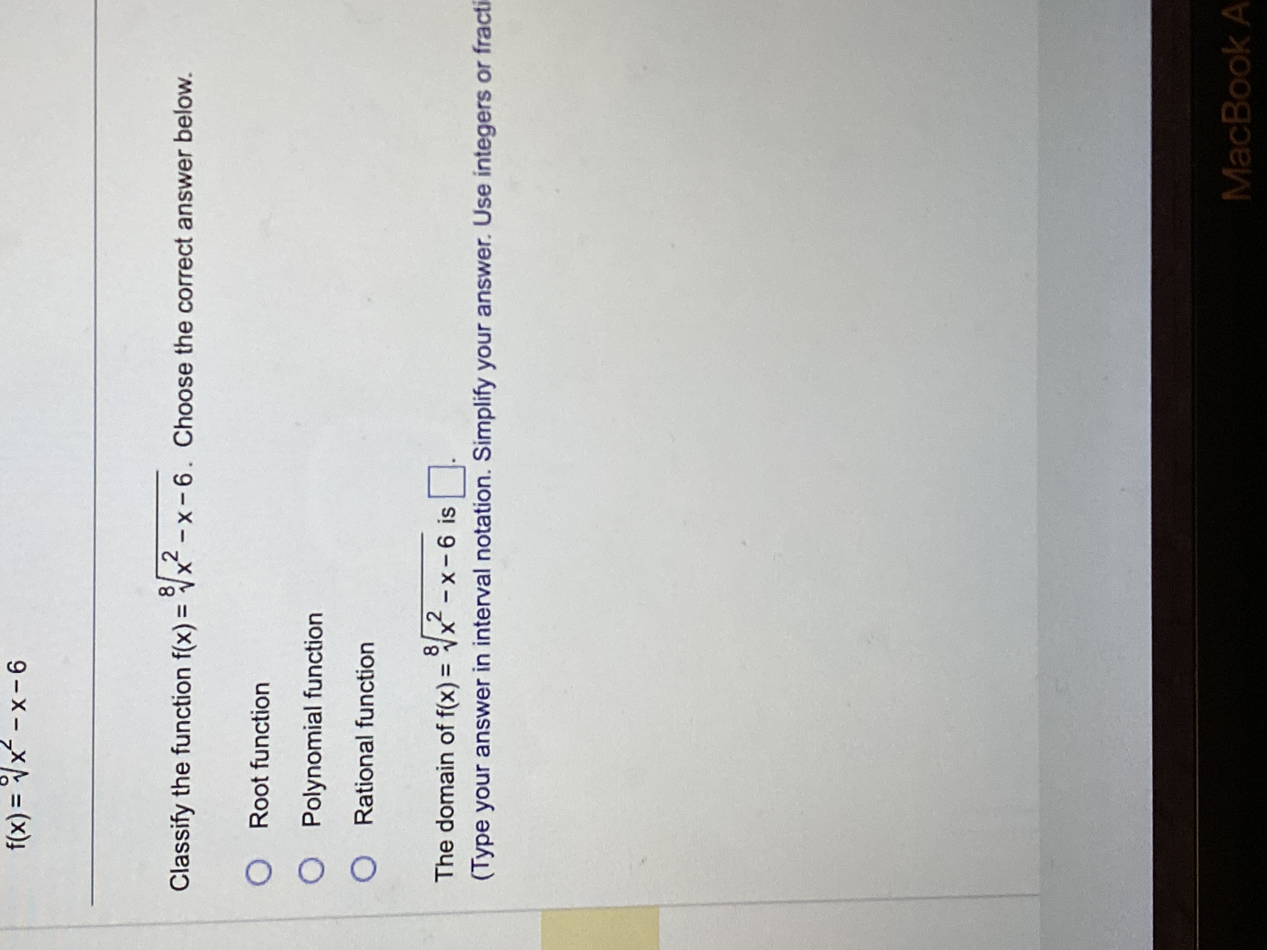 Solved f(x)=x2-x-60Classify the function f(x)=x2-x-68. | Chegg.com