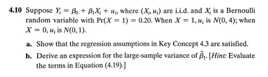 Solved 4 10 Suppose Y Bo Blx Ui Where Xi U Are