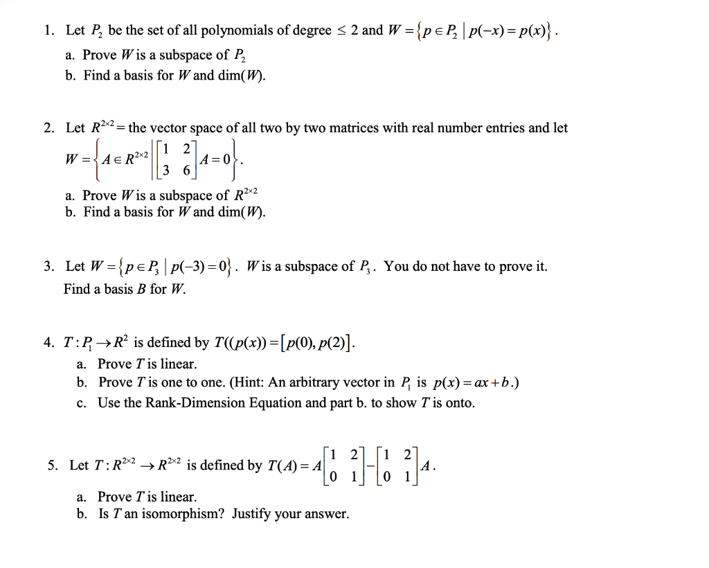 Solved 1. Let P, be the set of all polynomials of degree s 2 | Chegg.com