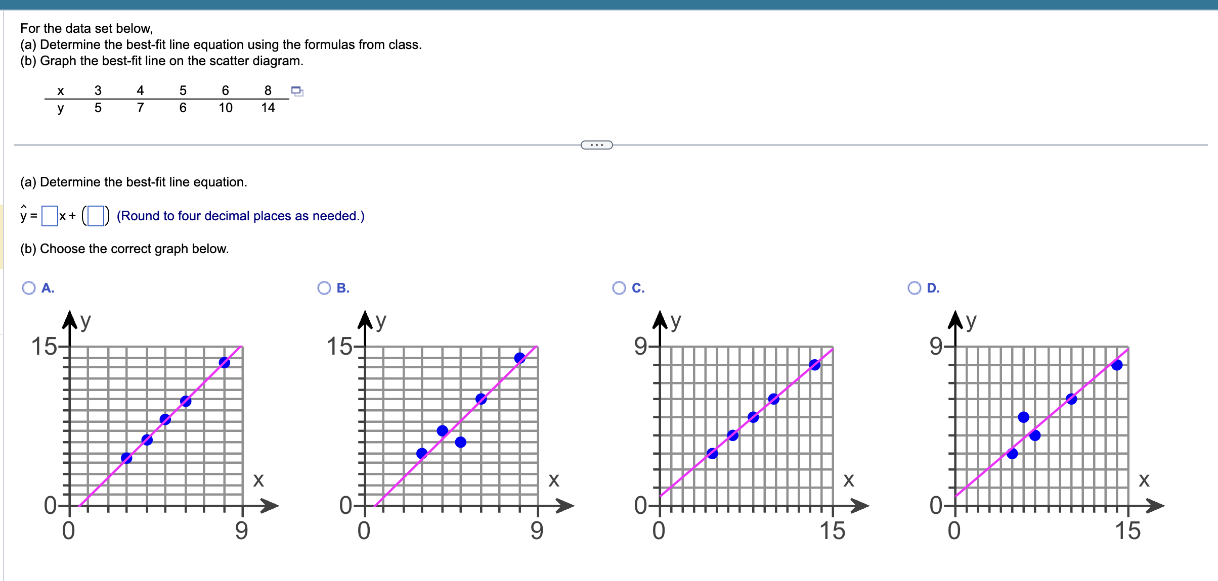 Solved For the data set below, (a) Determine the best-fit | Chegg.com
