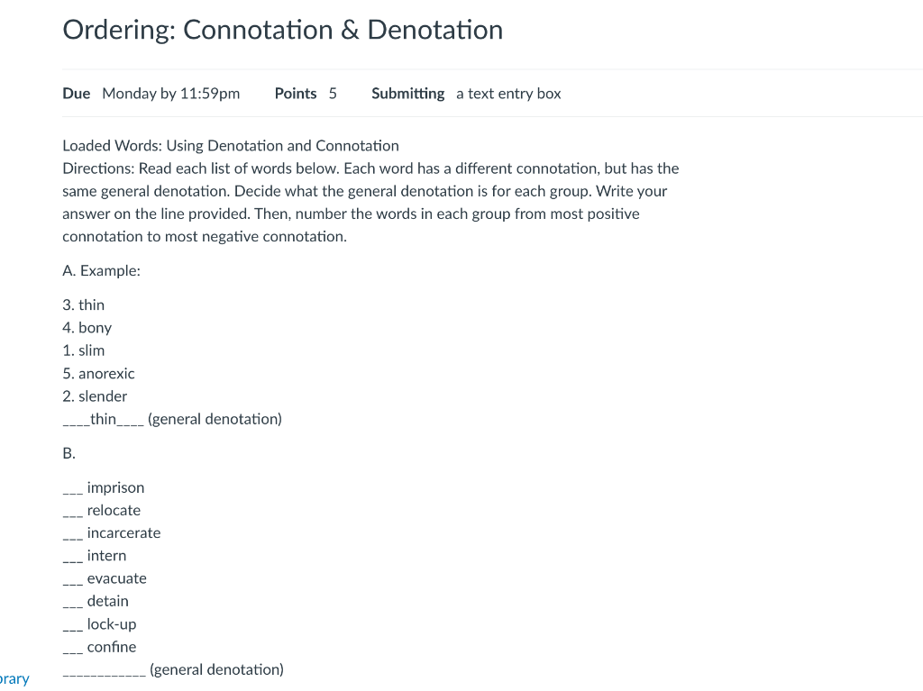 Solved Loaded Words: Using Denotation and | Chegg.com