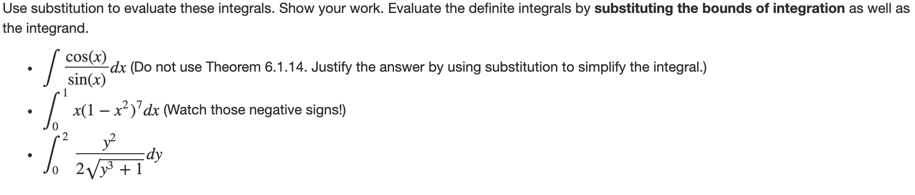 Solved Use substitution to evaluate these integrals. Show | Chegg.com