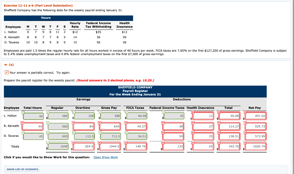 Solved Exercise 11-11 a-b (Part Level Submission) Sheffield | Chegg.com