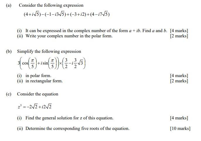 Solved ) (a) Consider the following expression | Chegg.com