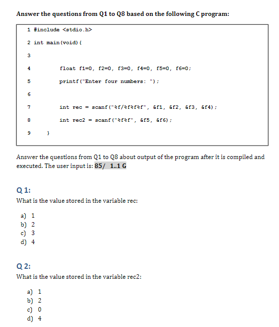 Solved Answer the questions from Q1 ﻿to Q8 ﻿based on the | Chegg.com