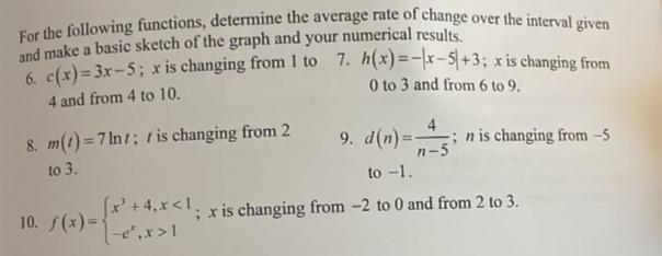 Solved For the following functions, determine the average | Chegg.com