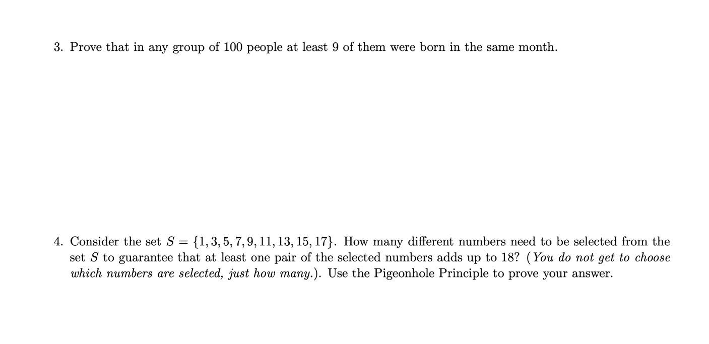 Solved 3. Prove that in any group of 100 people at least 9 | Chegg.com