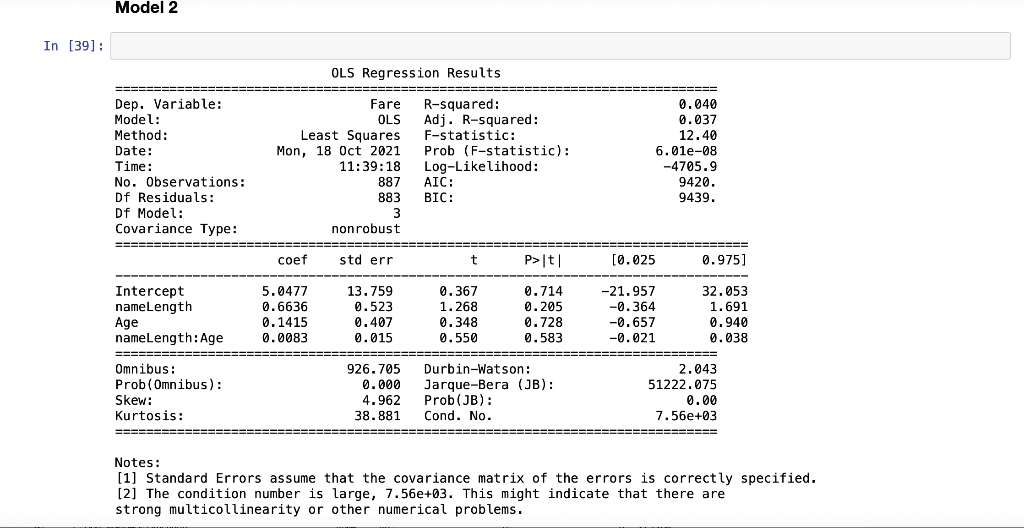 Part 2 - Multiple linear regression model • Using the | Chegg.com