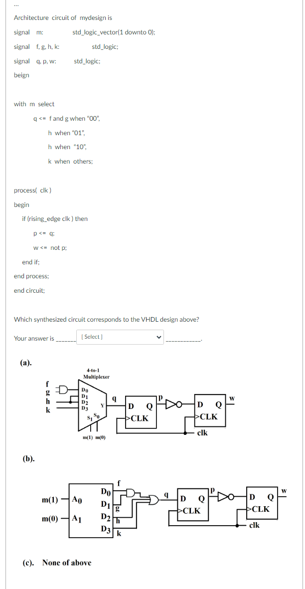 Solved Architecture circuit of mydesign is signal m: | Chegg.com
