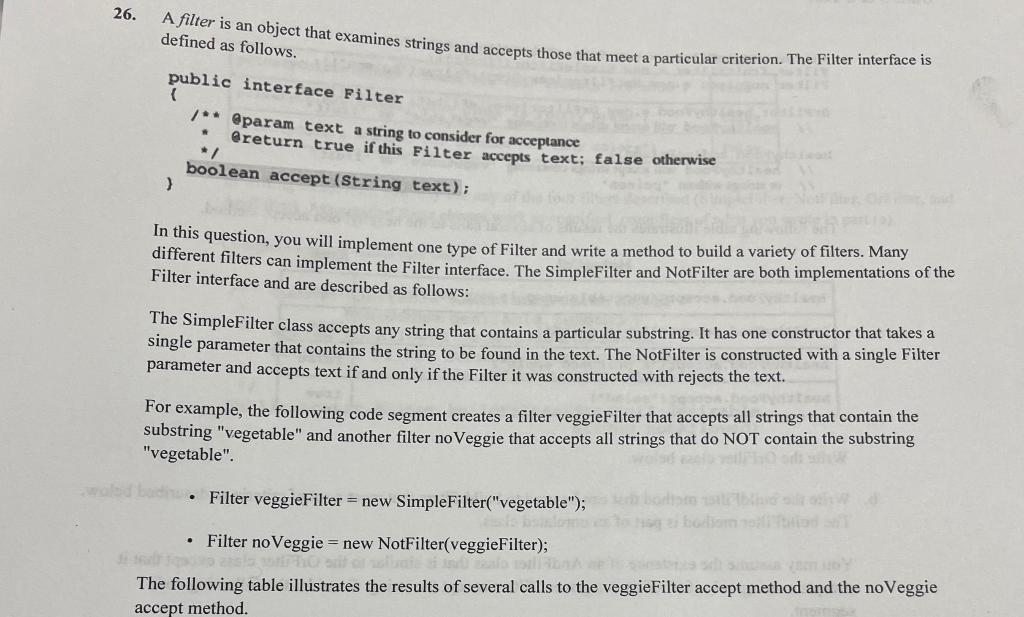 Solved 26. A filter is an object that examines strings and | Chegg.com