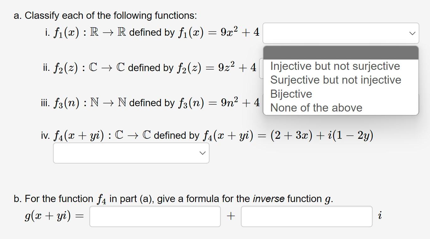 Solved Classify each of the following functions: i. | Chegg.com