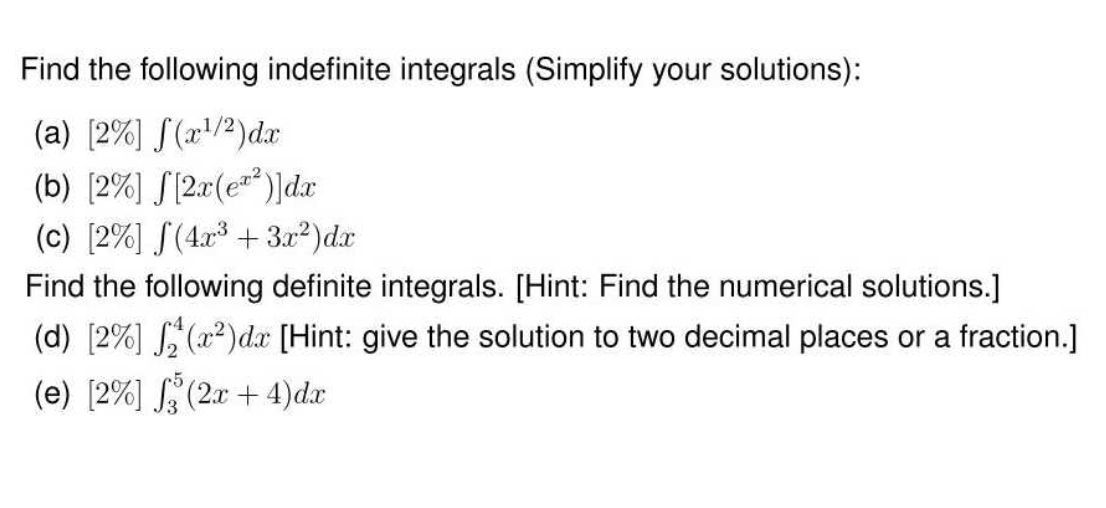 Solved 22 Find the following indefinite integrals (Simplify | Chegg.com
