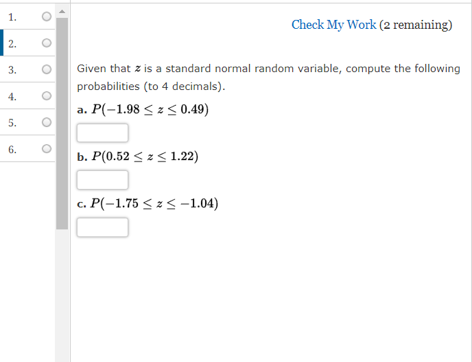 Solved Given that z is a standard normal random variable, | Chegg.com