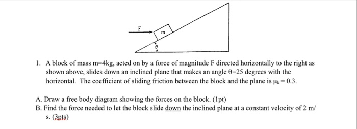 Solved in 1. A block of mass m-4kg, acted on by a force of | Chegg.com