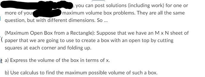 Solved 3. 24′′ by 48"more of you maximum volume box | Chegg.com