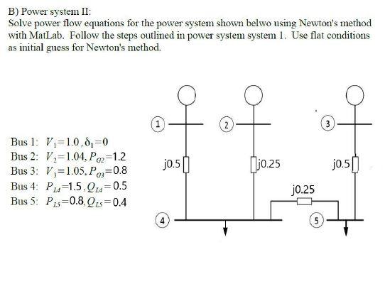 Solved B) Power system II: Solve power flow equations for | Chegg.com