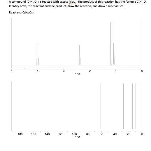 Solved A compound (CsH1002) is reacted with excess Meli, The | Chegg.com