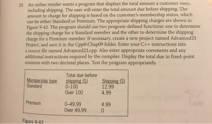 Solved An online retailer wants a program that displays the | Chegg.com