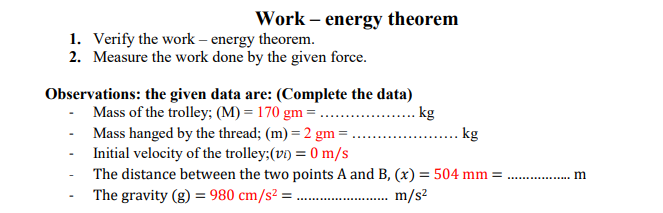 Solved Work - energy theorem 1. Verify the work – energy | Chegg.com