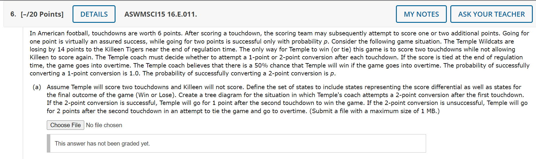 Solved In American football, touchdowns are worth 6 points. | Chegg.com