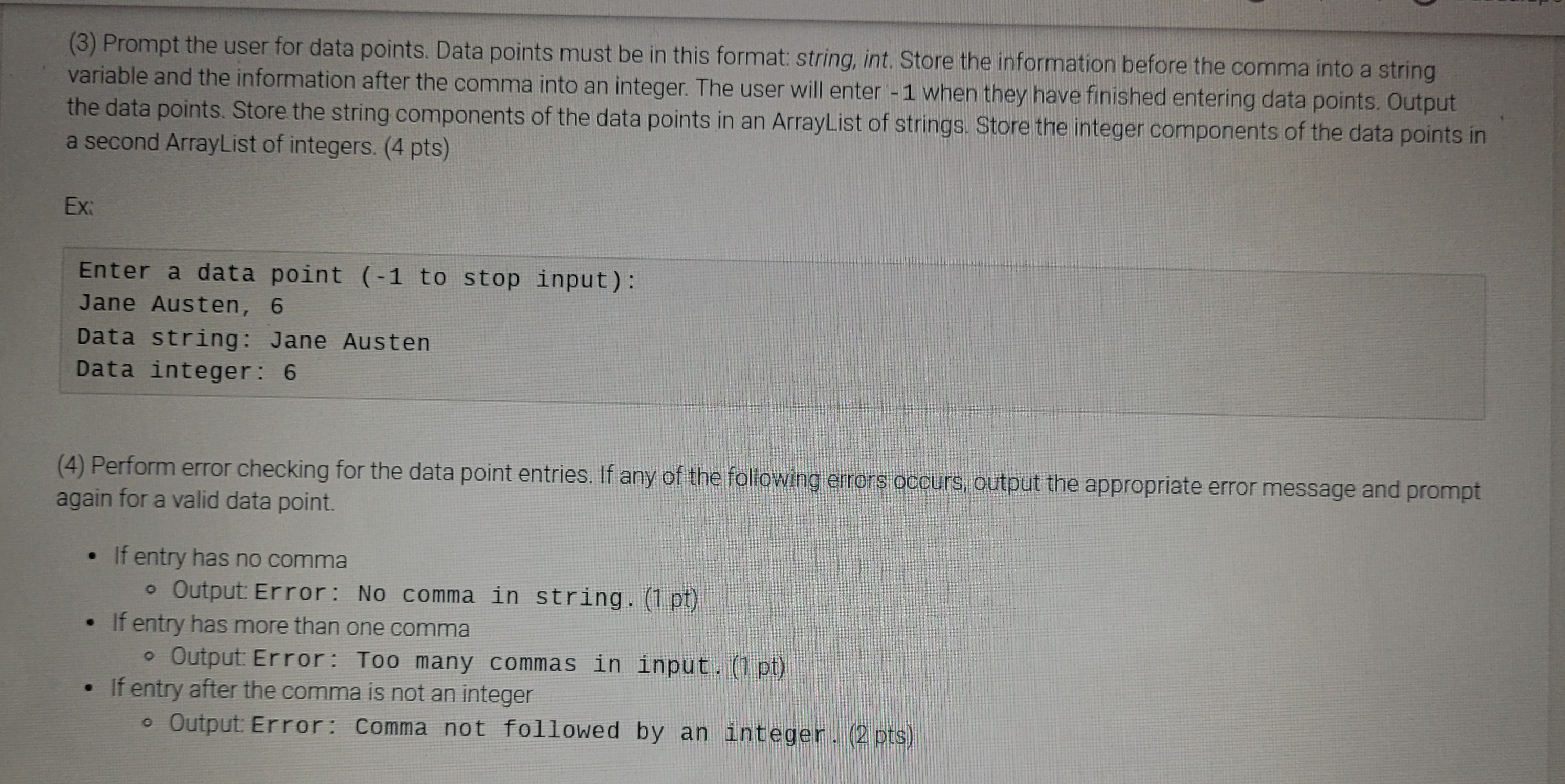 Solved (1) Prompt the user for a title for data. Output the | Chegg.com