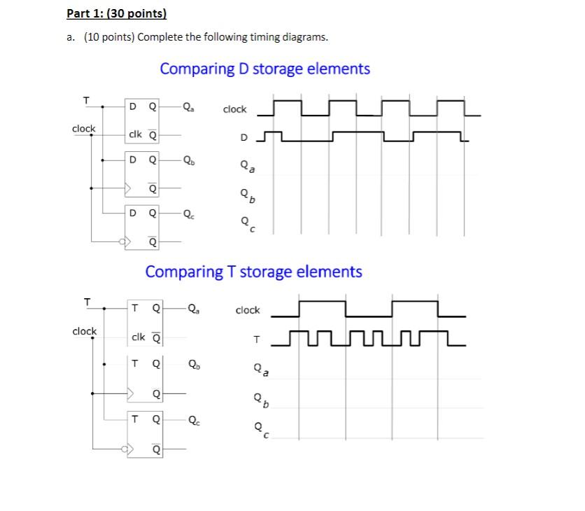 Solved a. (10 points) Complete the following timing | Chegg.com