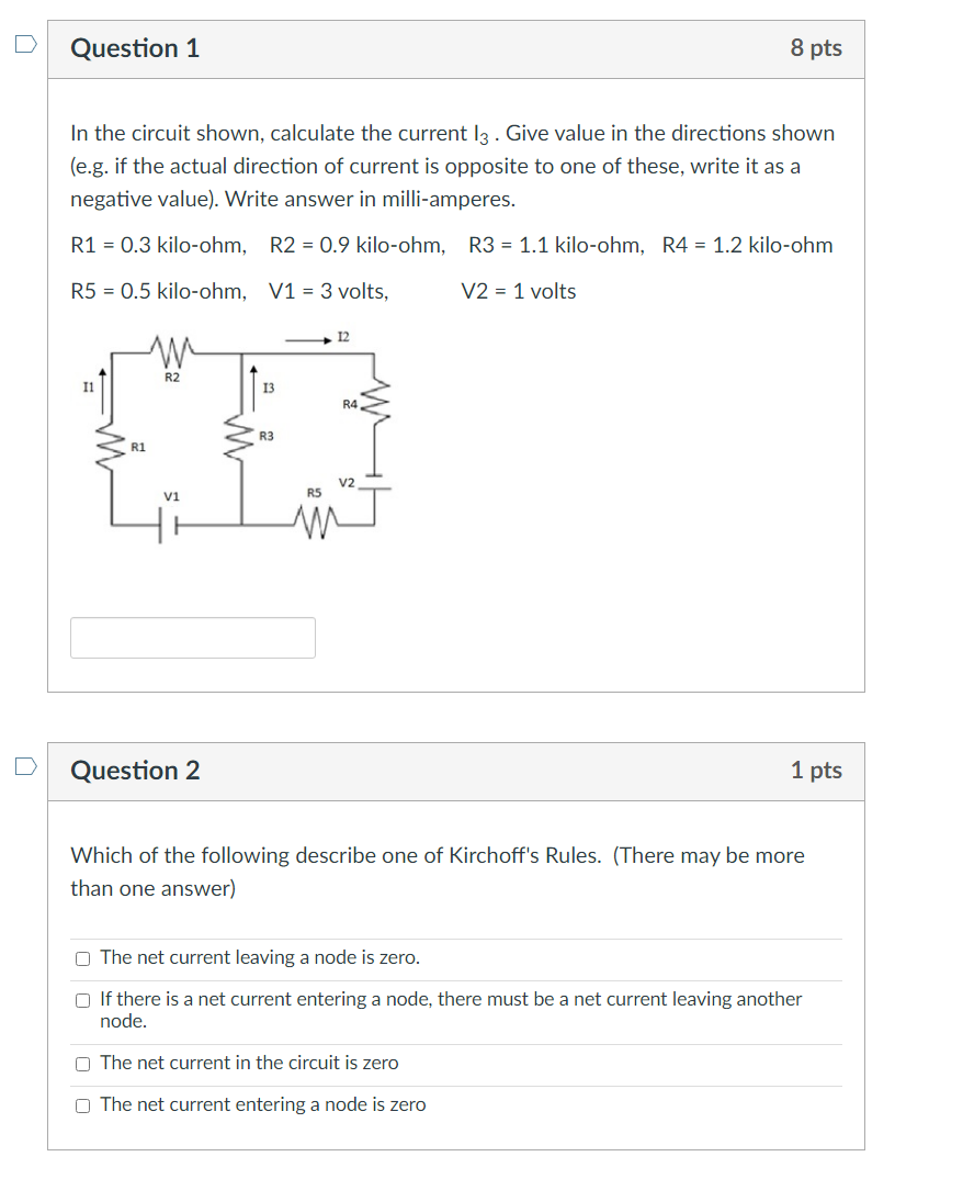 Solved In the circuit shown, calculate the current I3. Give | Chegg.com