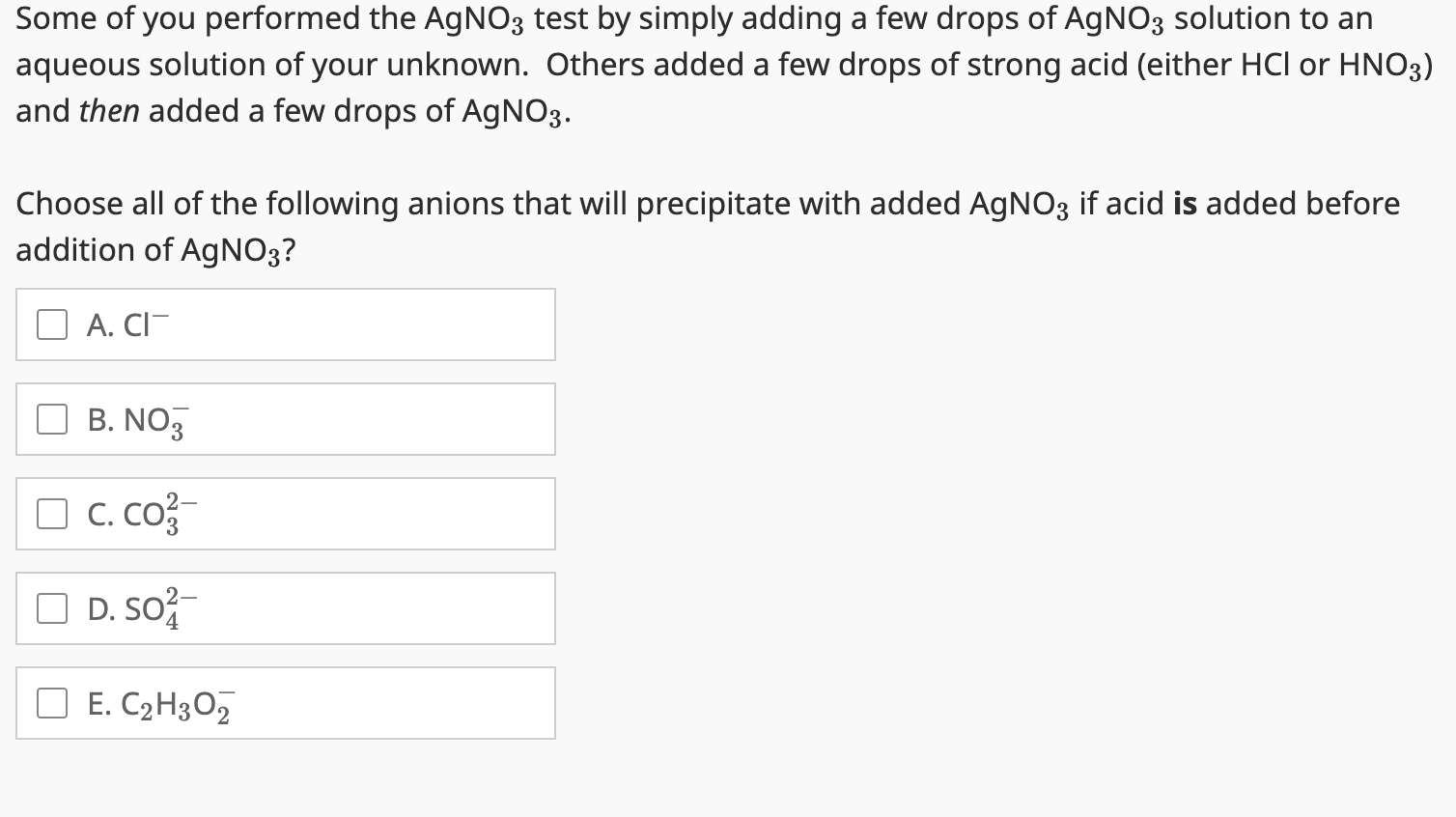 Solved Some of you performed the AgNO3 ﻿test by simply | Chegg.com