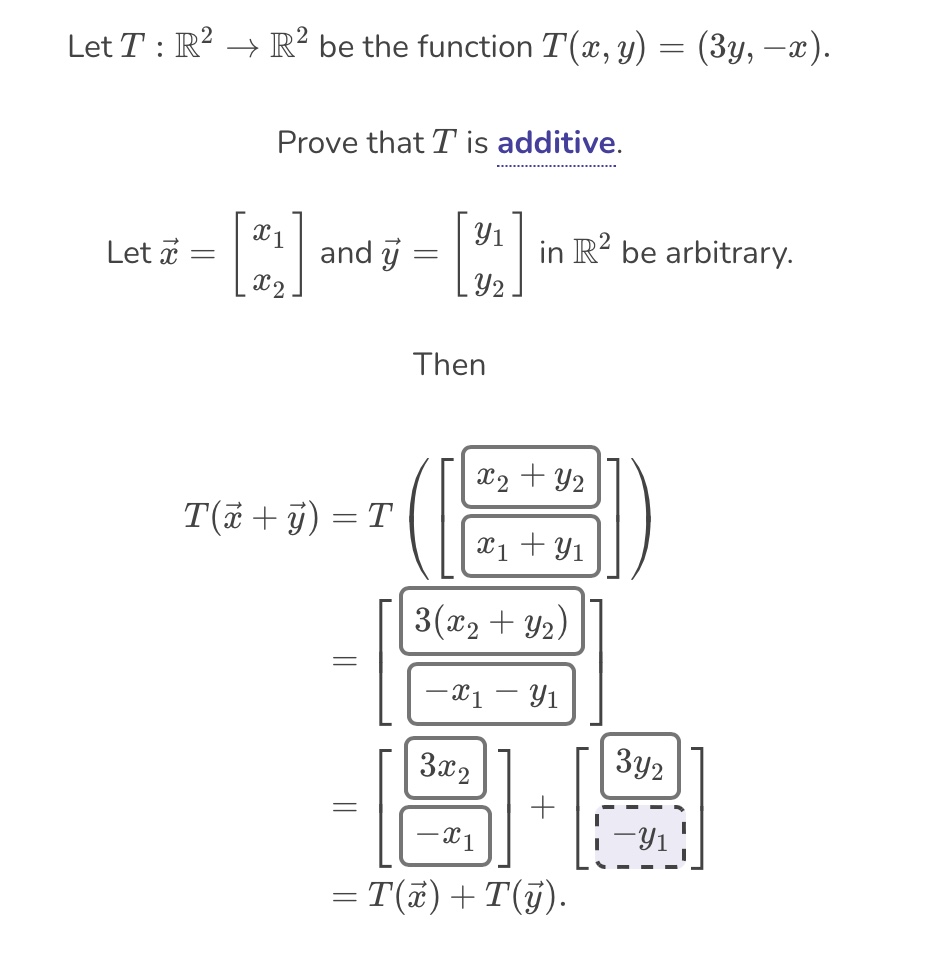 Solved Let T:R2→R2 ﻿be the function T(x,y)=(3y,-x).Prove | Chegg.com