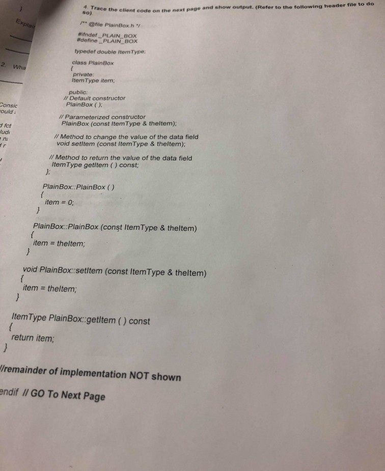 Solved and show output. (Refer to the following header file | Chegg.com